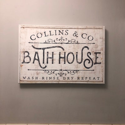 PERSONALIZED Custom Bath House Sign Bathroom Art Family Name and Co ...