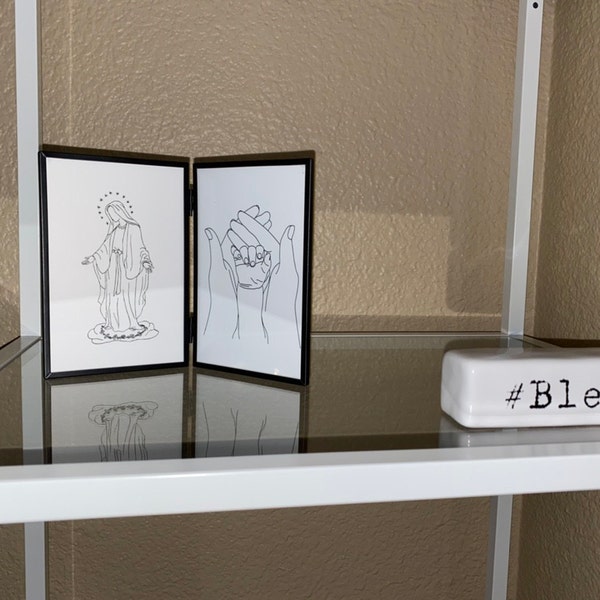 Blessed Virgin Mary Print -- Catholic Wall Art, Virgin Mary Drawing ...