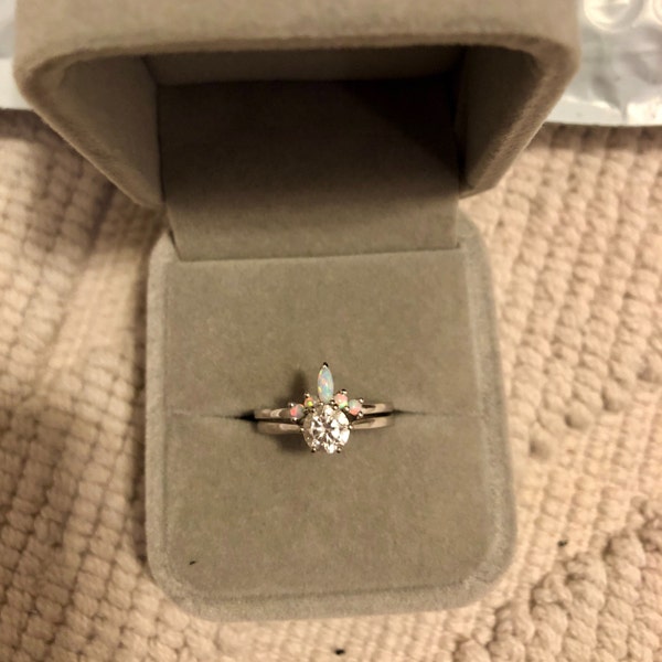 Opal Ring,curve Wedding Band,crown Wedding Band,opal Matching Band ...