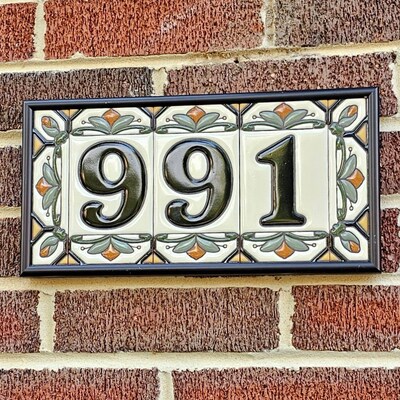 House Numbers Address Tiles Framed Set Custom Address Tiles Sign Hand ...