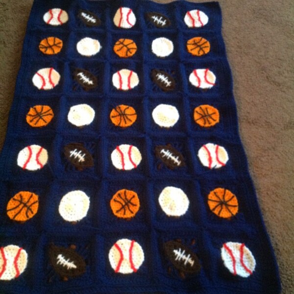 Sports Balls Afghan PDF Crochet PATTERN Basketball Football Soccer ...