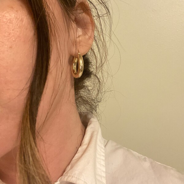 Chunky Hoop Earrings: Thick 14k Gold Huggie Hoops - Etsy