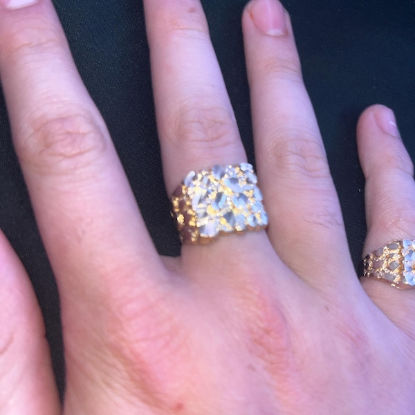 Authentic 14k Yellow Gold Nugget Ring for Mens & Womens 4 Types Size 6 ...