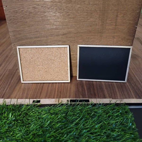 Chalkboard and Corkboard/bulletin Board for Dollhouse or Diorama, 1:6 ...