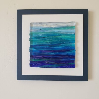 Ocean Glass Wall Art Glass Art Coastal Wall Art Ocean Piece Beach Wall ...
