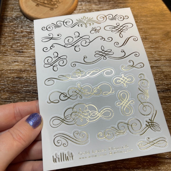 Gold Letter Flourish Deco Stickers - Beautiful Gold Foil Lettering ...