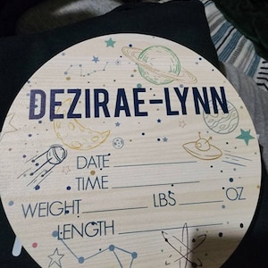 Baby Birth Stat Sign Personalized Birth Announcement Sign Space Theme ...