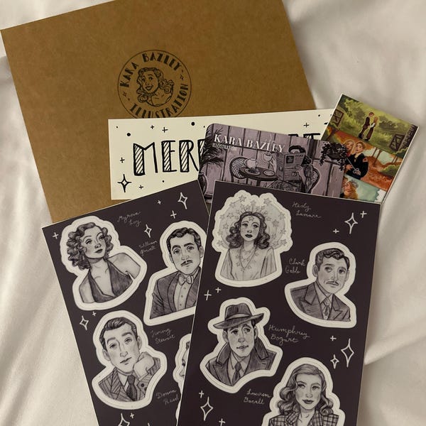 Old Hollywood Stars Vinyl Sticker Sheet, Myrna Loy, William Powell ...