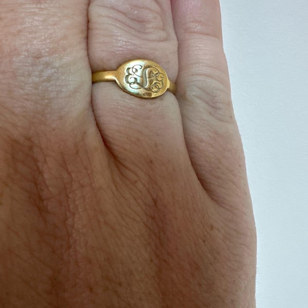 14K Solid Gold Signet Ring -real Gold Monogram Ring-monogram Ring ...