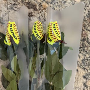 Softball Roses Arrangement Softball Flowers Bouquet Softball Gifts ...