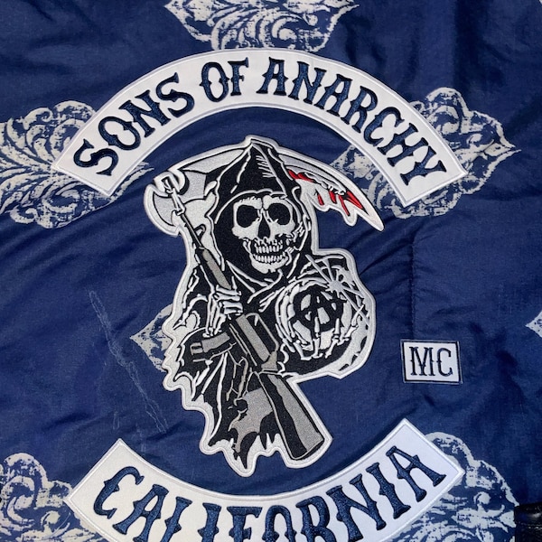 Sons of Anarchy Jax Teller Leather Vest Embroidered Patches Set Iron on ...