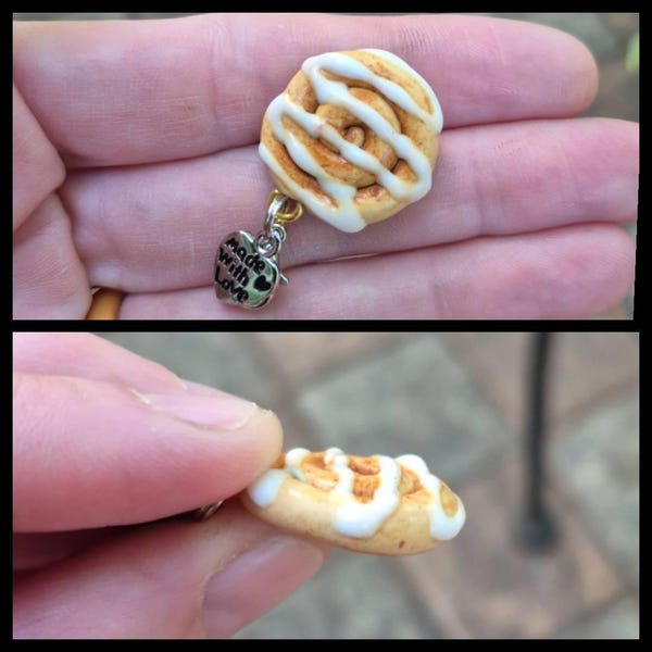 Miniature Food Cinnamon Roll Key Chain or Cell Phone Charm, Cute and ...