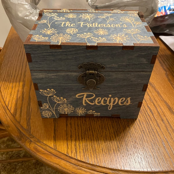 Personalized Wood Recipe Box With Dandelions, Dividers & 4x6 Recipe ...