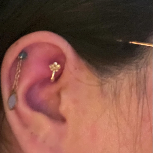 Tiny Flower Rook Hoop Earring • Flower Helix Hoop • Rook Earring ...