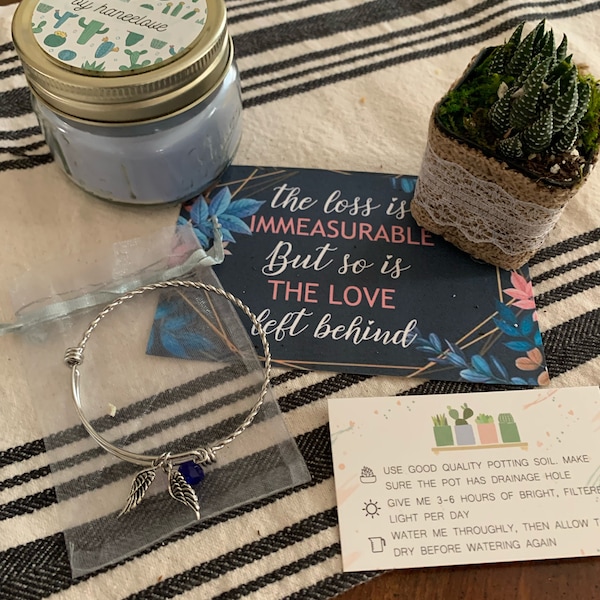 The Loss is Immeasurable - Succulent and Candle Gift Box - Grief Gift ...