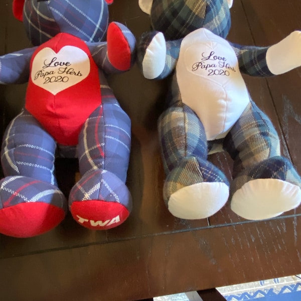Teddy Bear Handmade From a Loved One's Clothing | Personalized Message ...