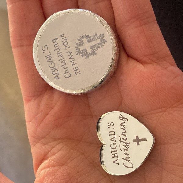 Set of 50 X 3cm Personalised Christening, Baptism, Holy Communion ...