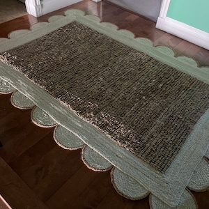 Scallop Jute Rug Natural Jute Wavy Edge Rug Scalloped Border - Etsy