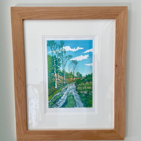 Landscape, Lino Print, Original Art, Hengistbury Head Beach, Dorset ...