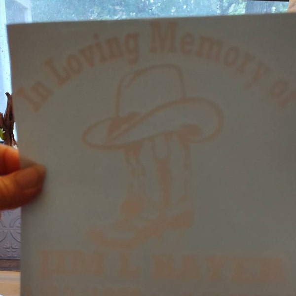 In Loving Memory of Window Decal Personalized Cowboy Hat and Boots ...