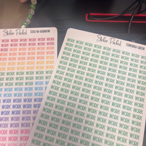 Work Planner Sticker Work Script Sticker Work Word Sticker Work Script ...