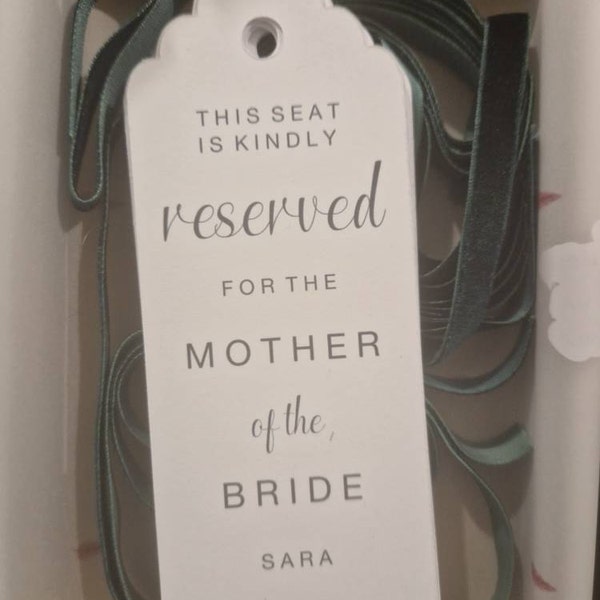 Foil Seat Reservation Tag Wedding Reserved Chair Tag Wedding Chair Tag ...