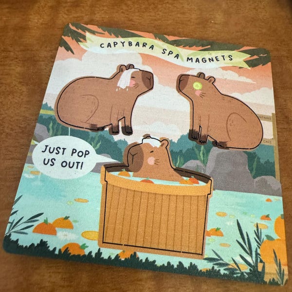 Capybara Spa Magnets - Cute Capybaras Card Gift - Fridge Refrigerator ...