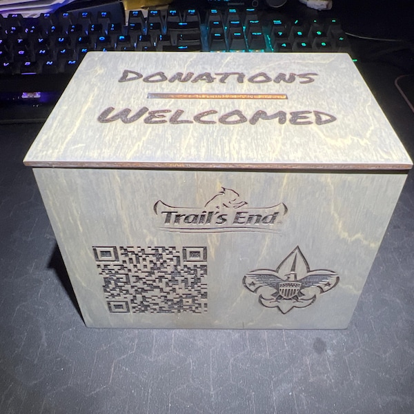 Personalized Wooden QR Code Tipping Box, Custom Made Money Box, Charity ...