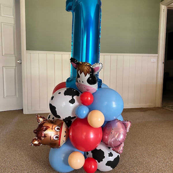 DIY Blue Farm Balloon Sculpture, 1.4m/55in, Boy's Farm Animal Balloon ...