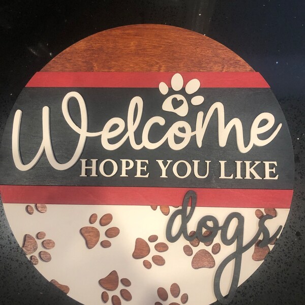 DIY Wood Sign - Dog OR Cat Welcome Unfinished Cut Out Door Hanger Wall ...