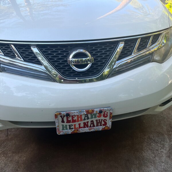 Western Cowgirl License Plate. Yeehaw, Hell Naw, Retro Colors. License ...