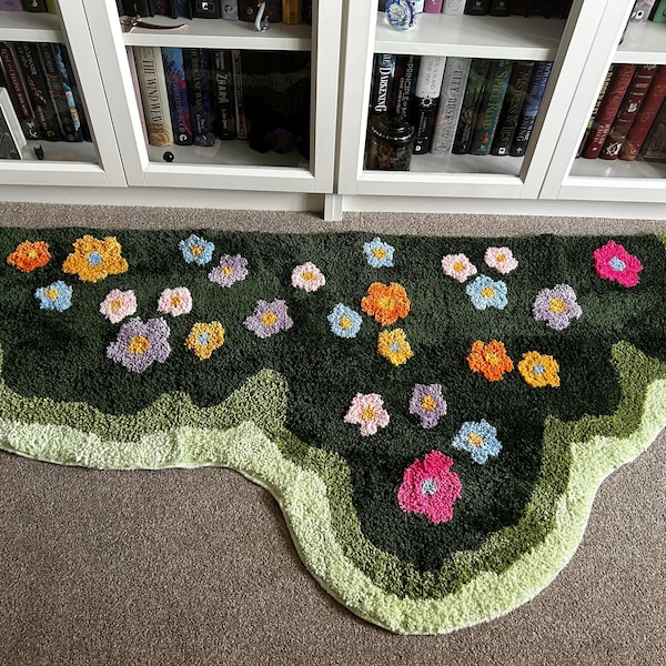 Thick Irregular Moss Rug - Green Wool Grass Rug - Nature Rug - Bright ...