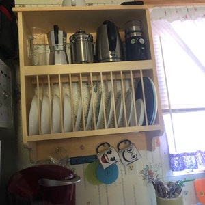 Shaker Peg Kitchen Window Plate Rack Shelf Wood Dish Cabinet - Etsy