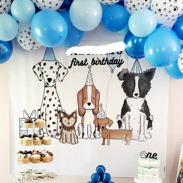 Watercolor Baby Blue Party Dogs Digital Clip Art Set- Instant Download ...