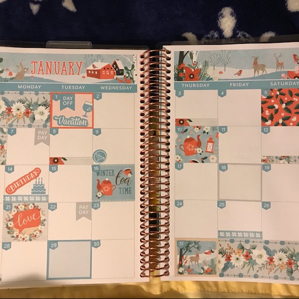 Printable January Monthly Kit, January Planner Stickers Kit, New Year ...