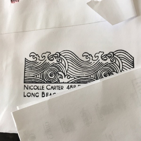 Waves Address Stamp, Ocean Return Address Stamp, Self-inking Waves ...