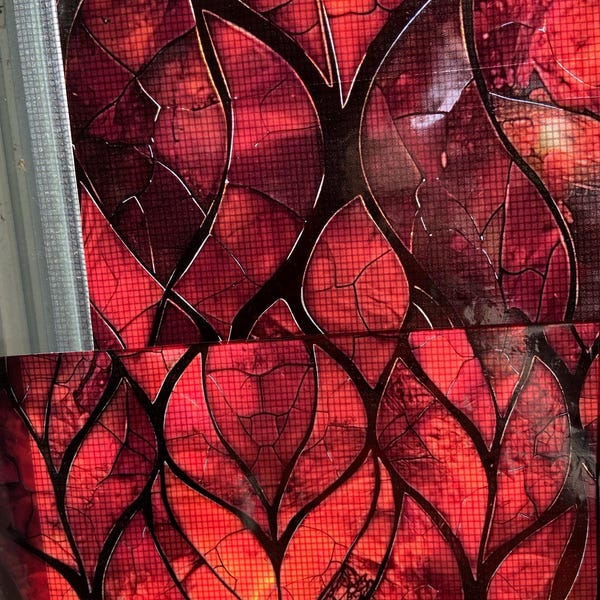 Cardinal Red Stained Glass Window Cling Gothic Decor Sticker Decal ...