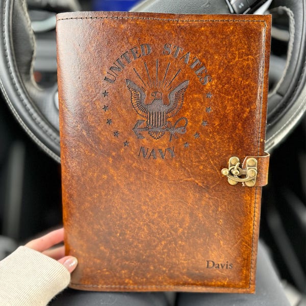 US Navy Officer Leather Book Cover – Personalized Military Journal - Etsy