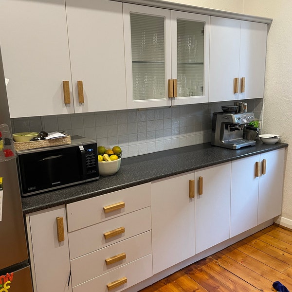 Classic Handles Homemade of Natural Oak Wood, Large Pulls Simple ...