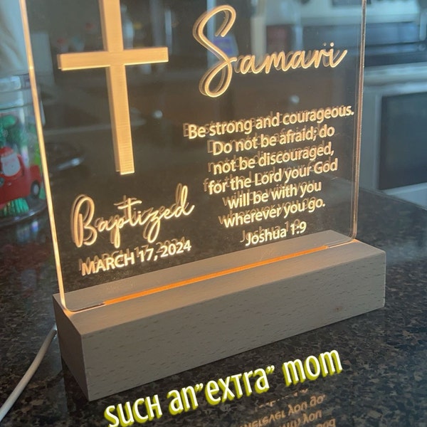 Baptism Gift Joshua 1:9 Night Light Baptism Gift From Godparents ...
