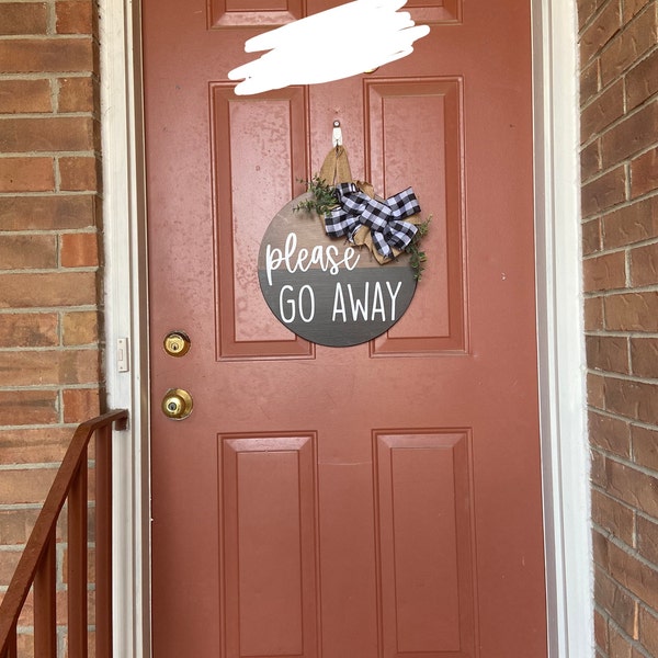 Please Go Away Door Hanger | 14” Sign for Front Door | Funny Door ...