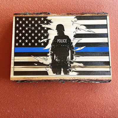 Police Tattered Center Flag SVG - Etsy