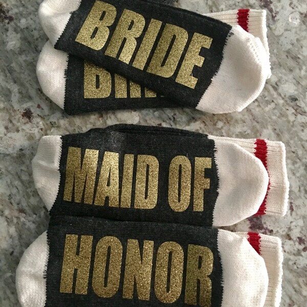 BRIDAL PARTY SOCKS, Bridesmaid Socks, Maid of Honor Socks, Bride Socks ...
