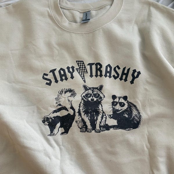 Stay Trashy Shirt,funny Raccoon Shirt,retro Raccoon Sweatshirt,raccoon ...