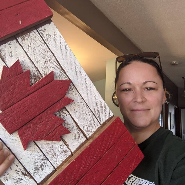 Handmade Rustic Wood Canadian Flag | Canada Decor and Gift | Made in ...