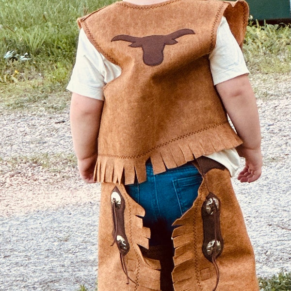 Felt Cowboy Chaps and Vest, Cowboy Outfit, Cowboy Costume for Toddler ...