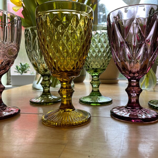 12 Mismatched Goblets, Mismatch Glasses, Wedding Goblets, Goblet ...