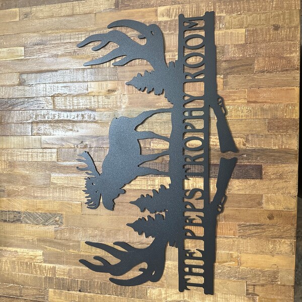 Moose With Antlers Metal Sign, Custom Name Sign Moose Wall Art, Animal ...