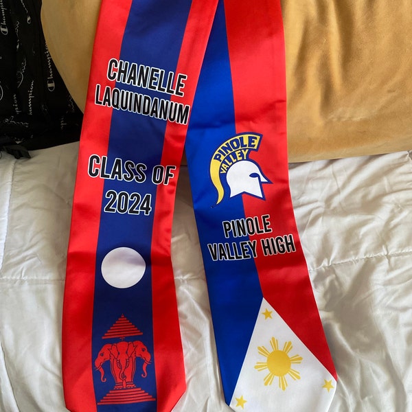 Personalized Congrats Graduation Stole, Mixed Two Flag Graduation Stole ...