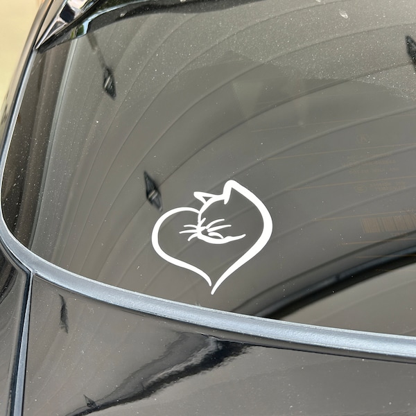 Cat Heart Vinyl Decal - Etsy